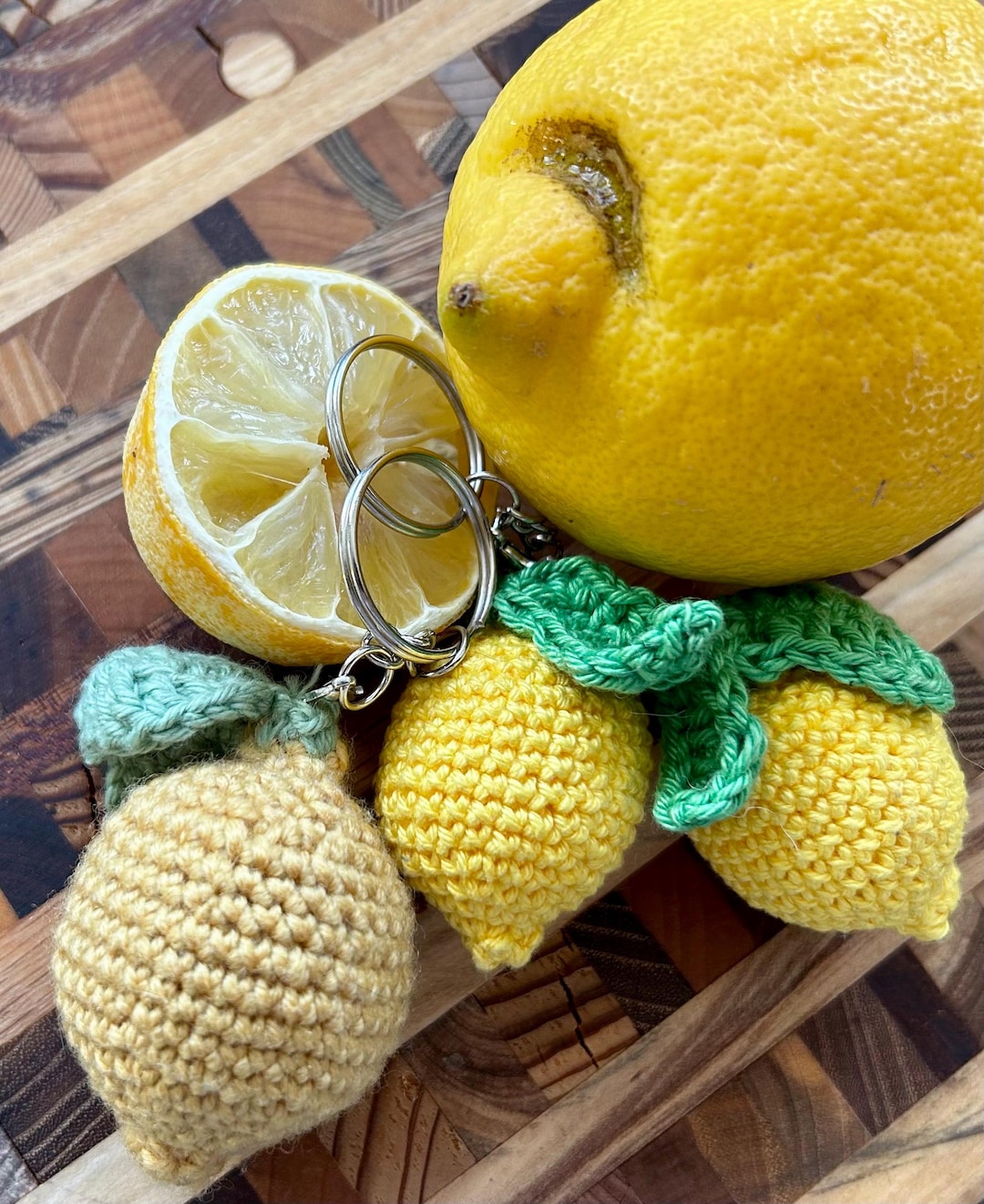 Handmade Amigurumi Lemon Keychain | Crocheted Mini Figure for Keys ...