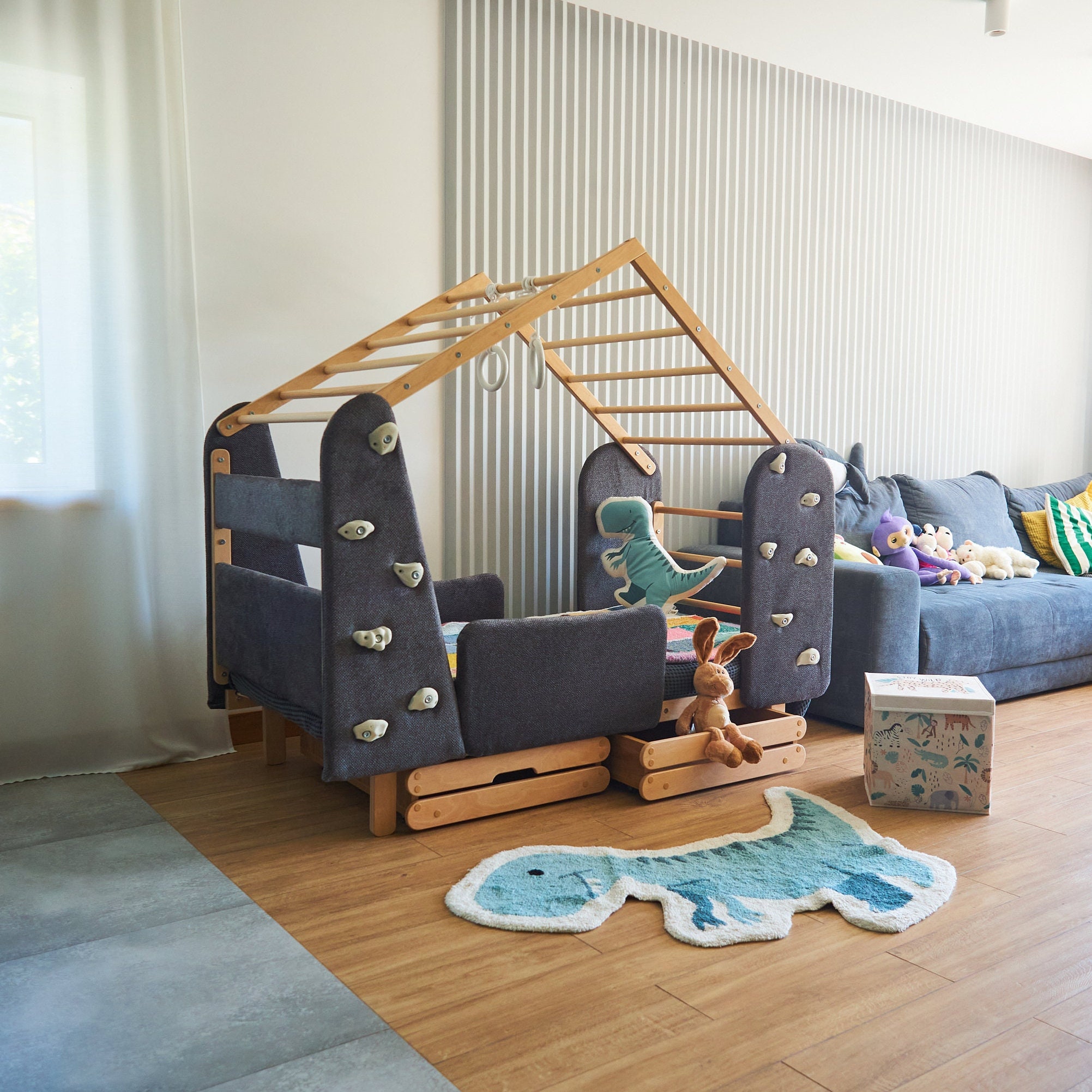 Toddler Bed, Bed With Rock Climbing Panels, Bed With Soft Panels, Kids ...