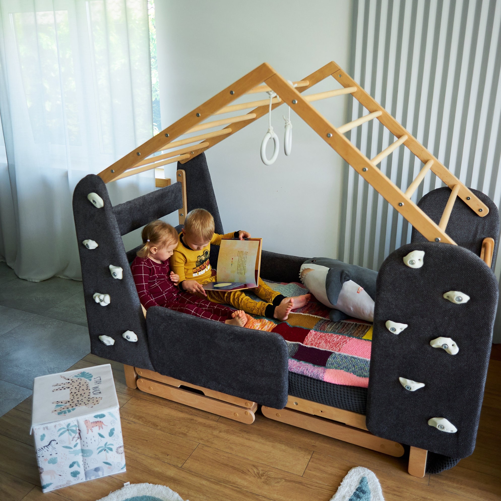 Toddler Bed, Bed With Rock Climbing Panels, Bed With Soft Panels, Kids ...