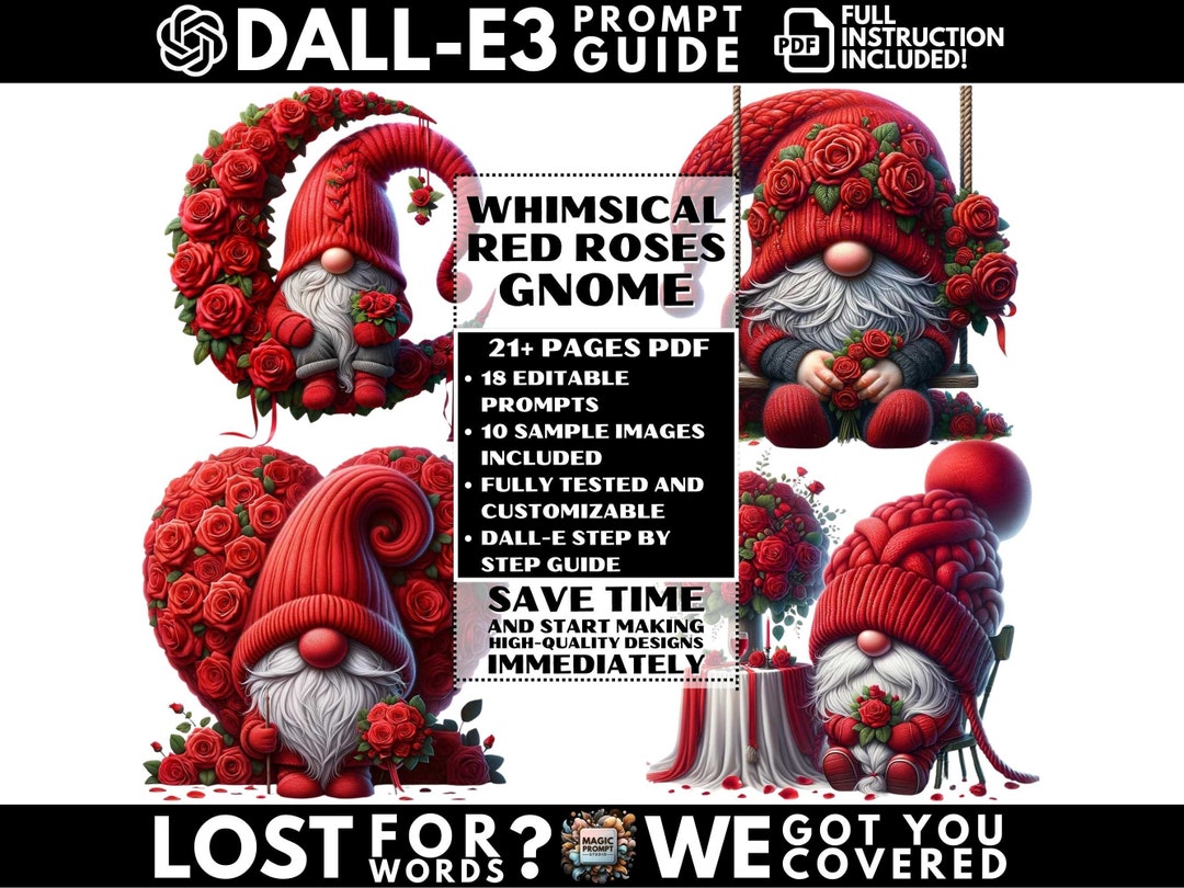 Dalle AI Image Prompt, Whimsical Red Roses Gnome AI Prompt, Chatgpt AI ...