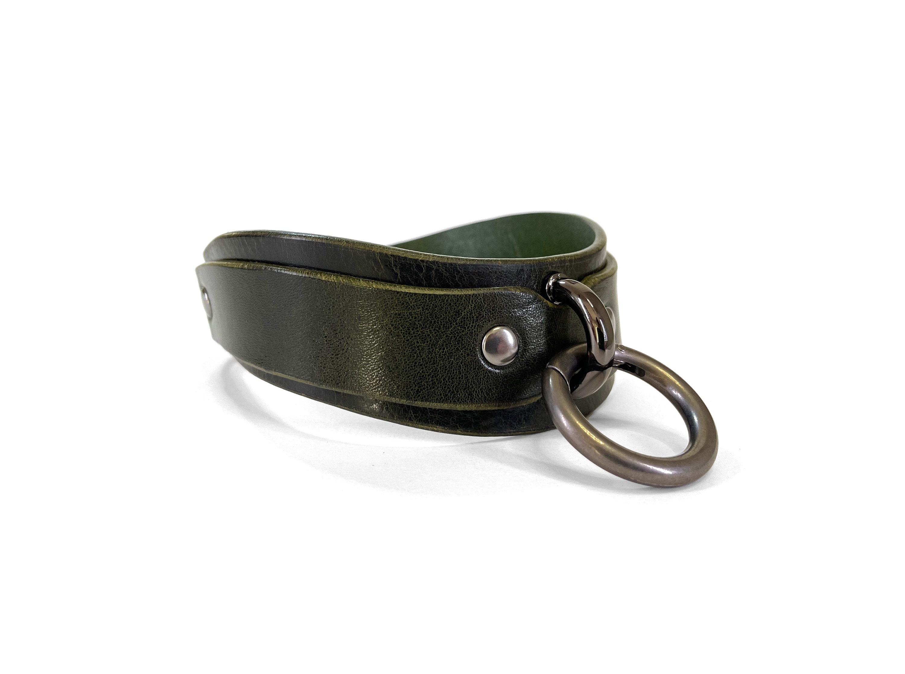 Green BDSM Leather Collar and Leash With Chain Leash for Women ...