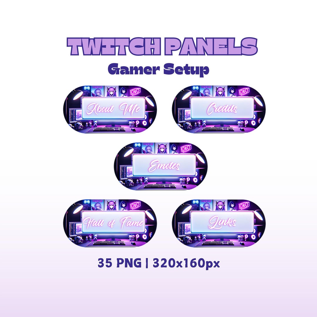 Gamer Setup Twitch Panels Set, 35 Premade Gamer Scene Stream Panels ...