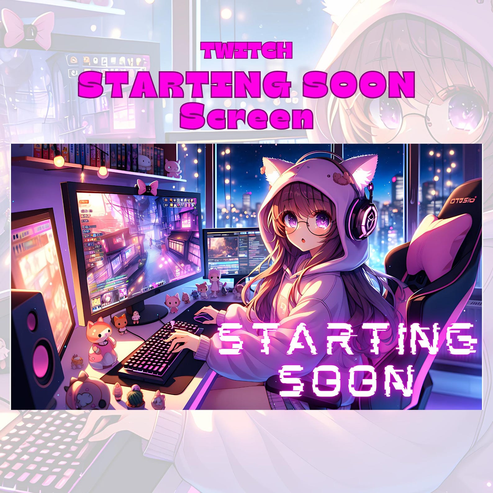 Twitch Streaming Scene, Starting Soon BRB Offline Screens, Gamer Girl ...