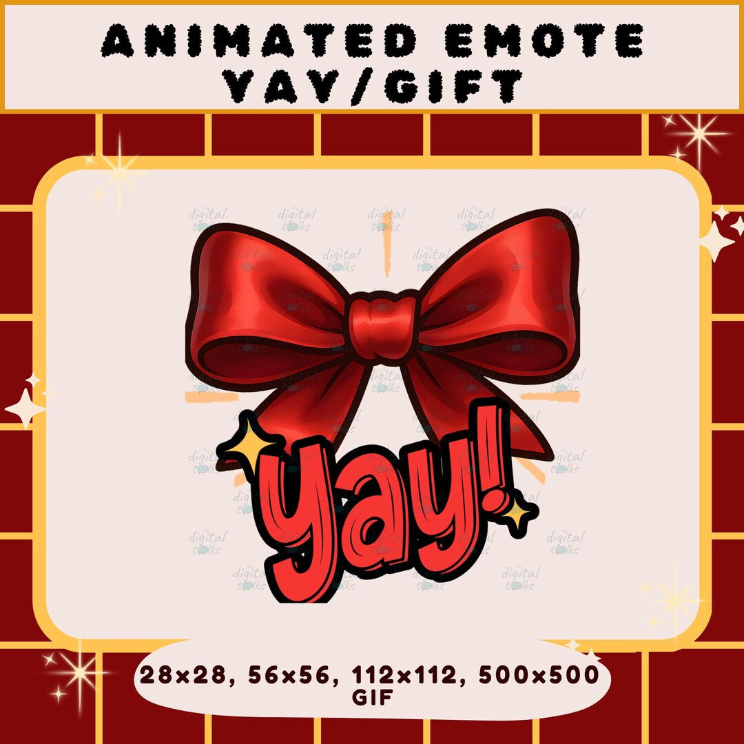 Animated YAY Emote, Christmas Bow Thank You, Gifted Subs Emote (digital ...