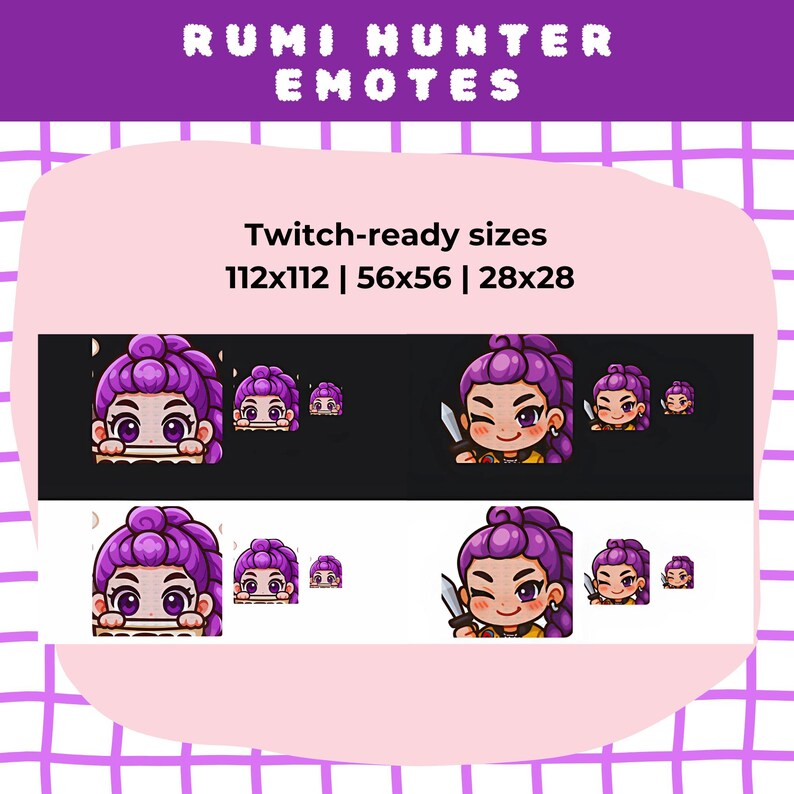 Chibi Rumi Hunter Emotes: K-pop Twitch/discord Streamer Pack (PNG ...