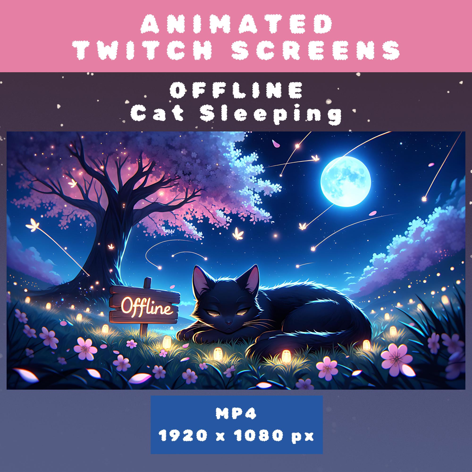 Animated Twitch Offline Screen: Sleeping Cat Under Sakura Tree (MP4) - Etsy