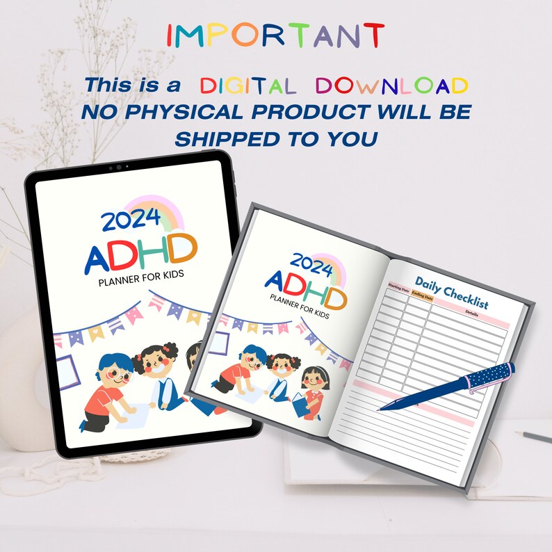 2024 ADHD Planner for Kids, Kids Planner, ADHD Digital Planner for Kids ...