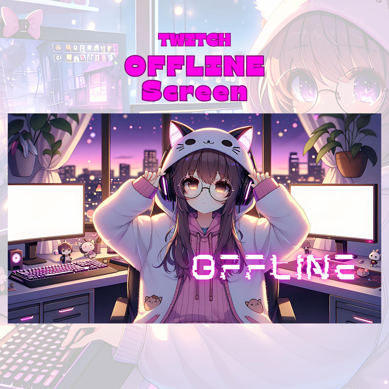 Twitch Streaming Scene, Starting Soon BRB Offline Screens, Gamer Girl ...