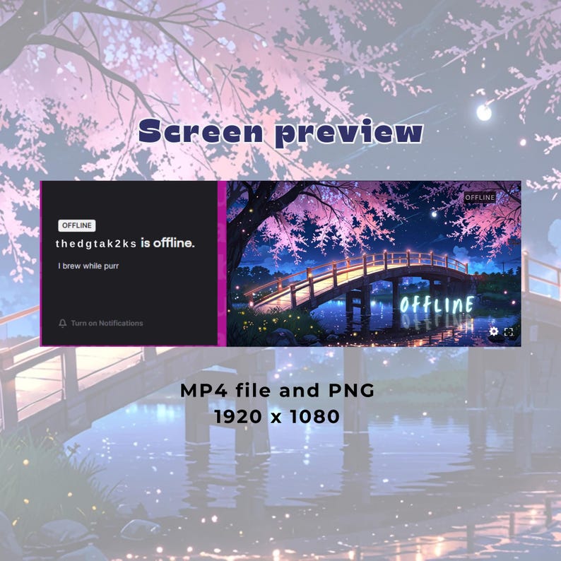 Animated and PNG Twitch Offline Screen, Sakura Bridge Streaming Offline ...