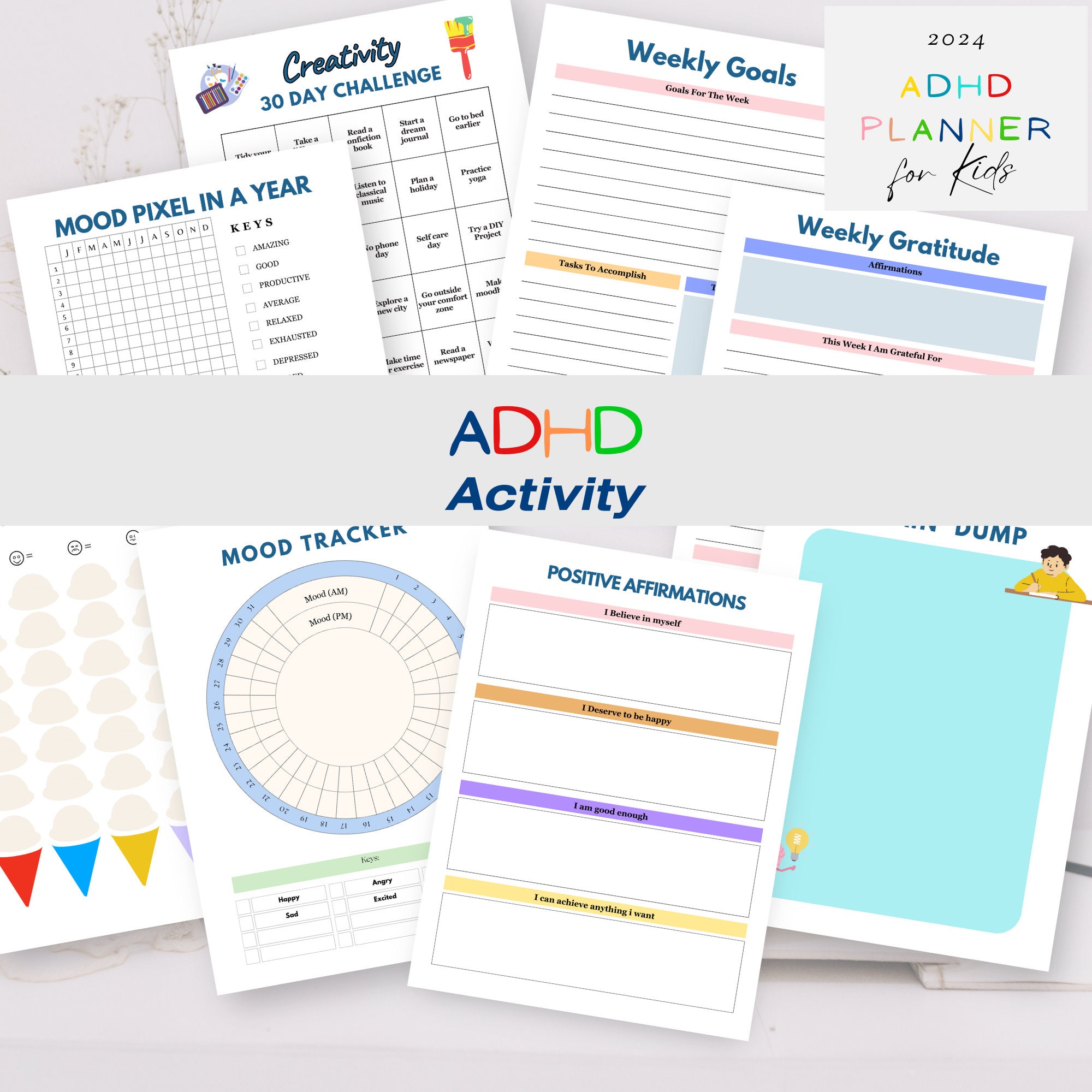 2024 ADHD Planner for Kids, Kids Planner, ADHD Digital Planner for Kids ...