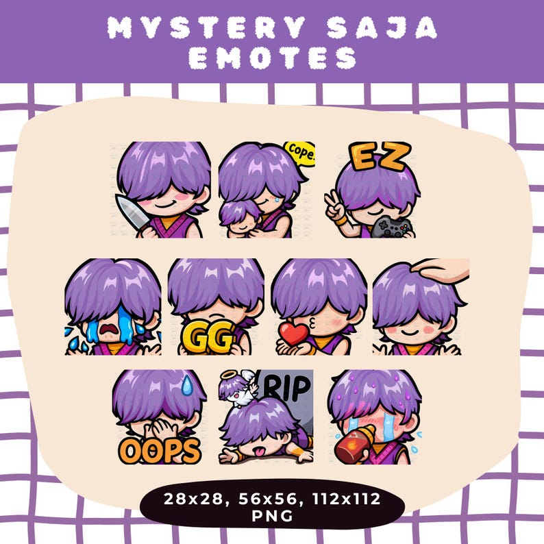 Mystery Saja Boy Chibi Emotes: Twitch/discord PNG Pack (digital ...
