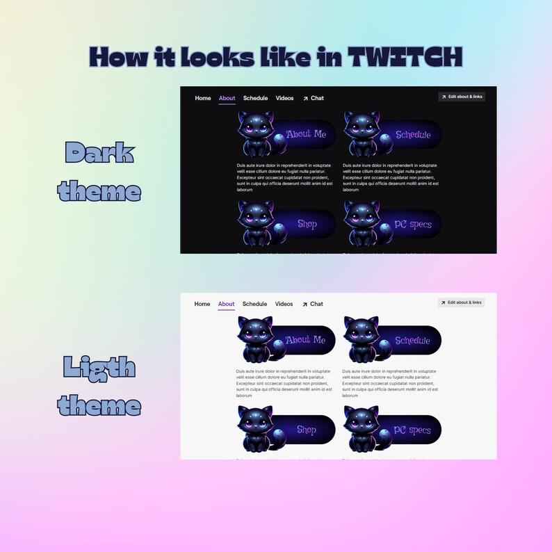 Black Cat Twitch Panels: Ethereal Shadow Theme (35 Premade) - Etsy ...
