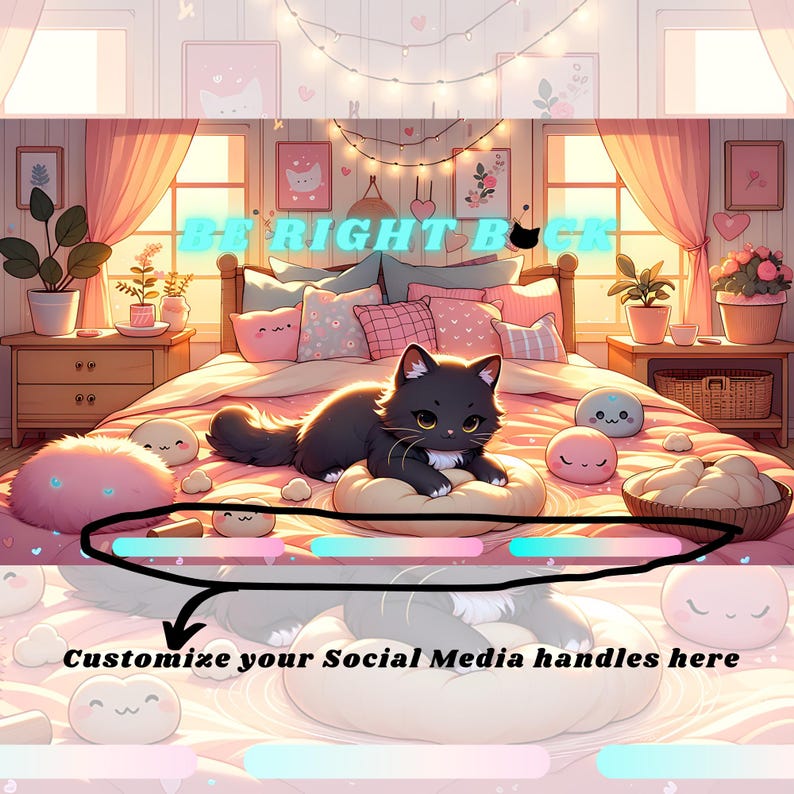 2 Twitch BRB Screens, Cat Kneading in Cozy Pillow Stream Screens ...