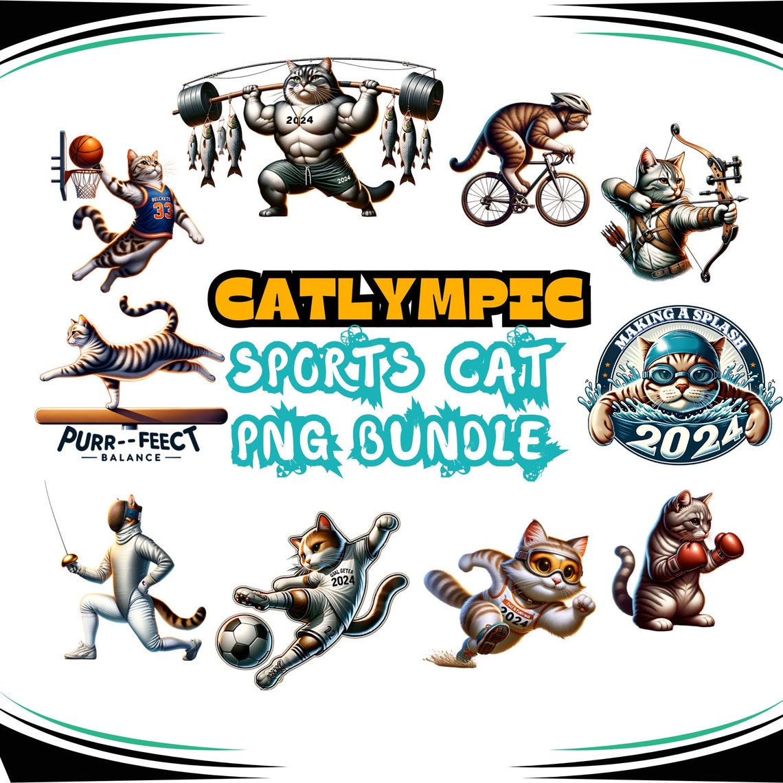 Catlympics PNG Bundle: Sports Cat Designs (digital Download) - Etsy