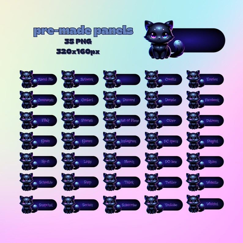 Black Cat Twitch Panels: Ethereal Shadow Theme (35 Premade) - Etsy ...