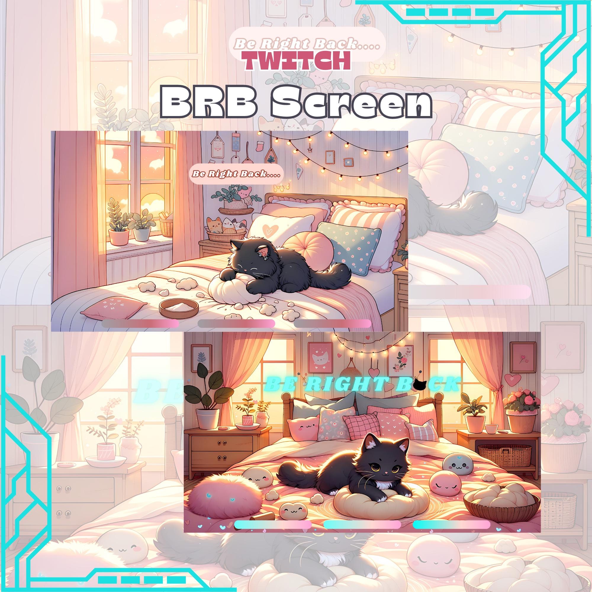 2 Twitch BRB Screens, Cat Kneading in Cozy Pillow Stream Screens ...