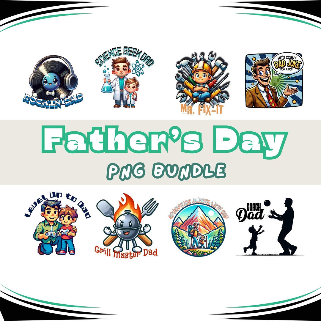 Father's Day PNG Bundle, Dad Design for Sublimation, Father and Son PNG ...