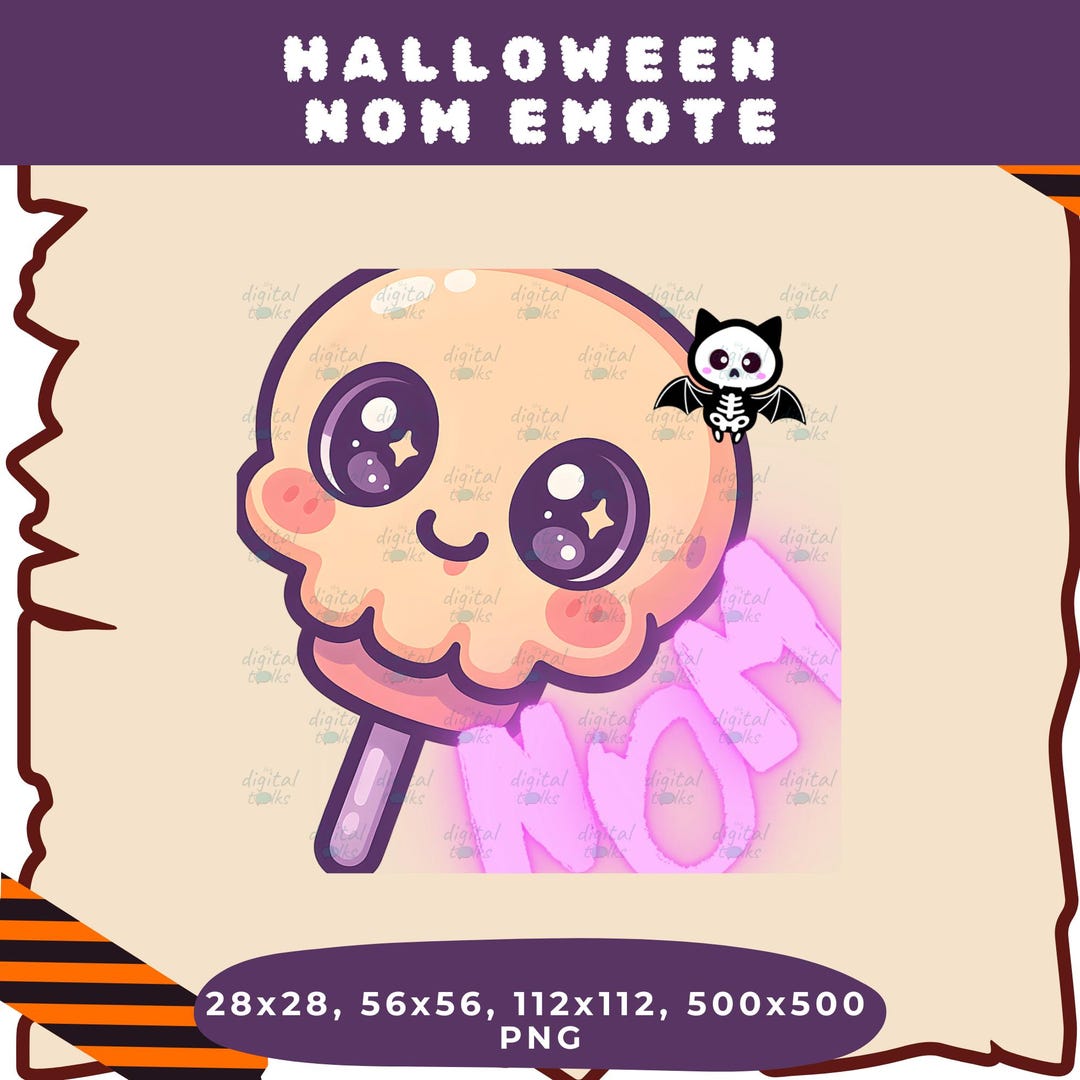 Halloween Nom Emote | Skull Lollipop / Spooky Candy Emote for Twitch ...