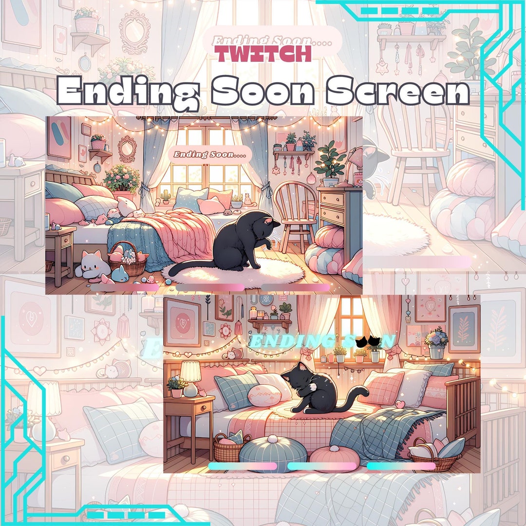 2 Twitch Ending Soon Screens, Cat Grooming Stream Screens, Animated ...