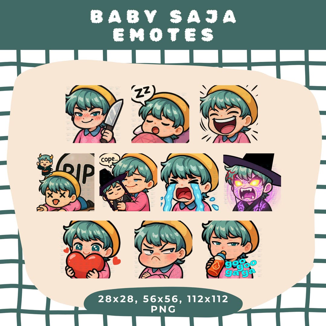 Baby Saja Chibi Emotes: Kpop Twitch Streamer Pack (PNG Digital Download ...