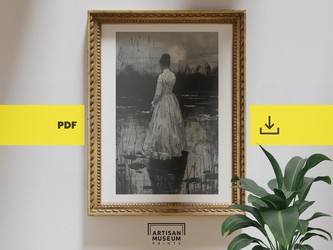 Lake Lady Victorian: Antique Baroque Oil Painting, Dark Academia Print ...