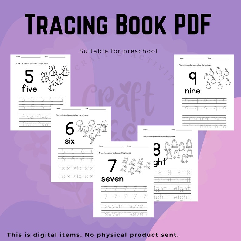 Number Tracing Worksheet for Preschool - Etsy