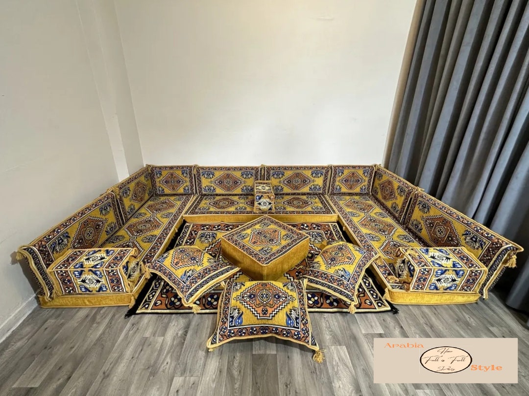 Arabia Style Sofa, Backrest Floor U Sofa, Turkish Seating, Home Corner ...