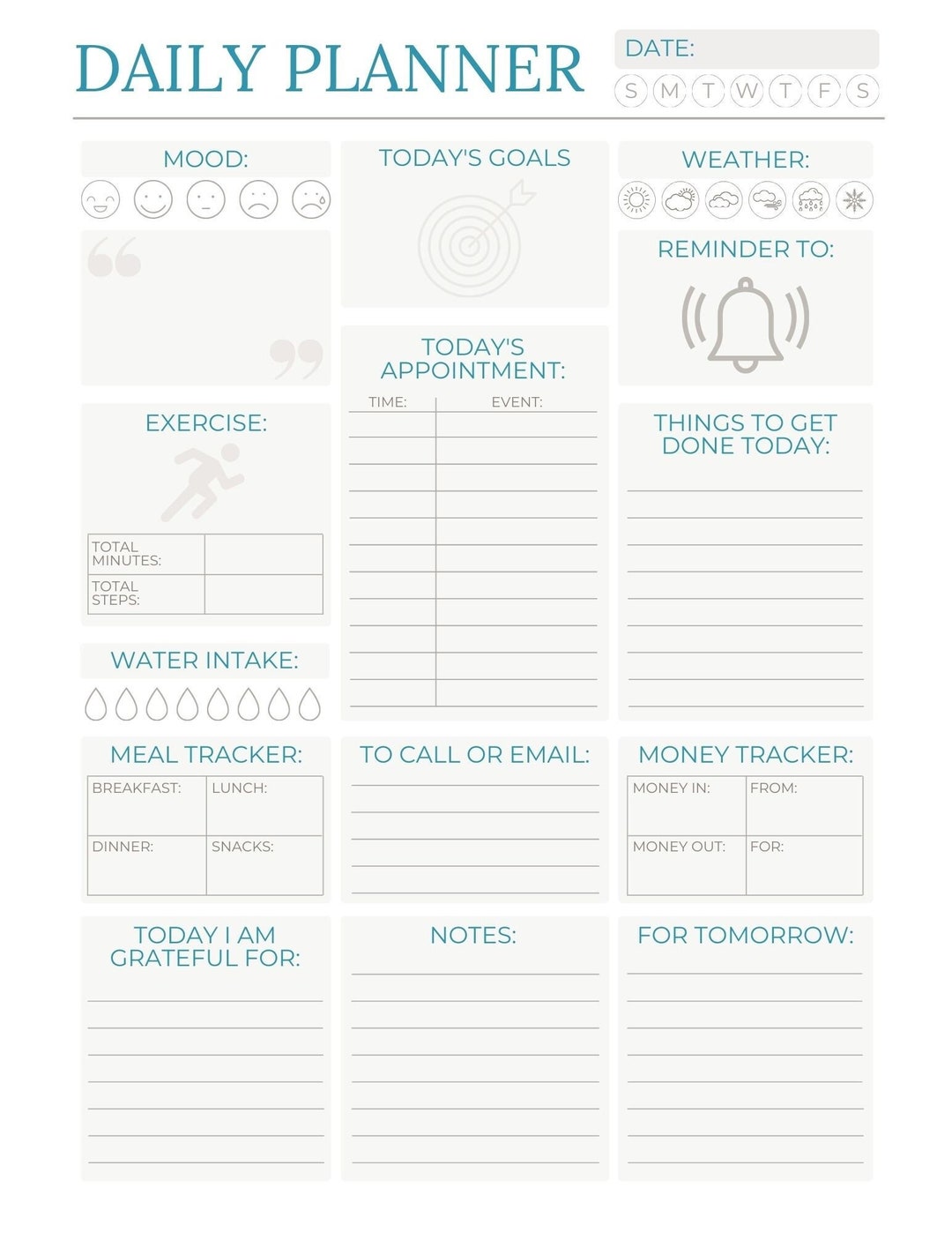 Printable Daily Planner, Quick Instant Download, Easy to Use Planner ...