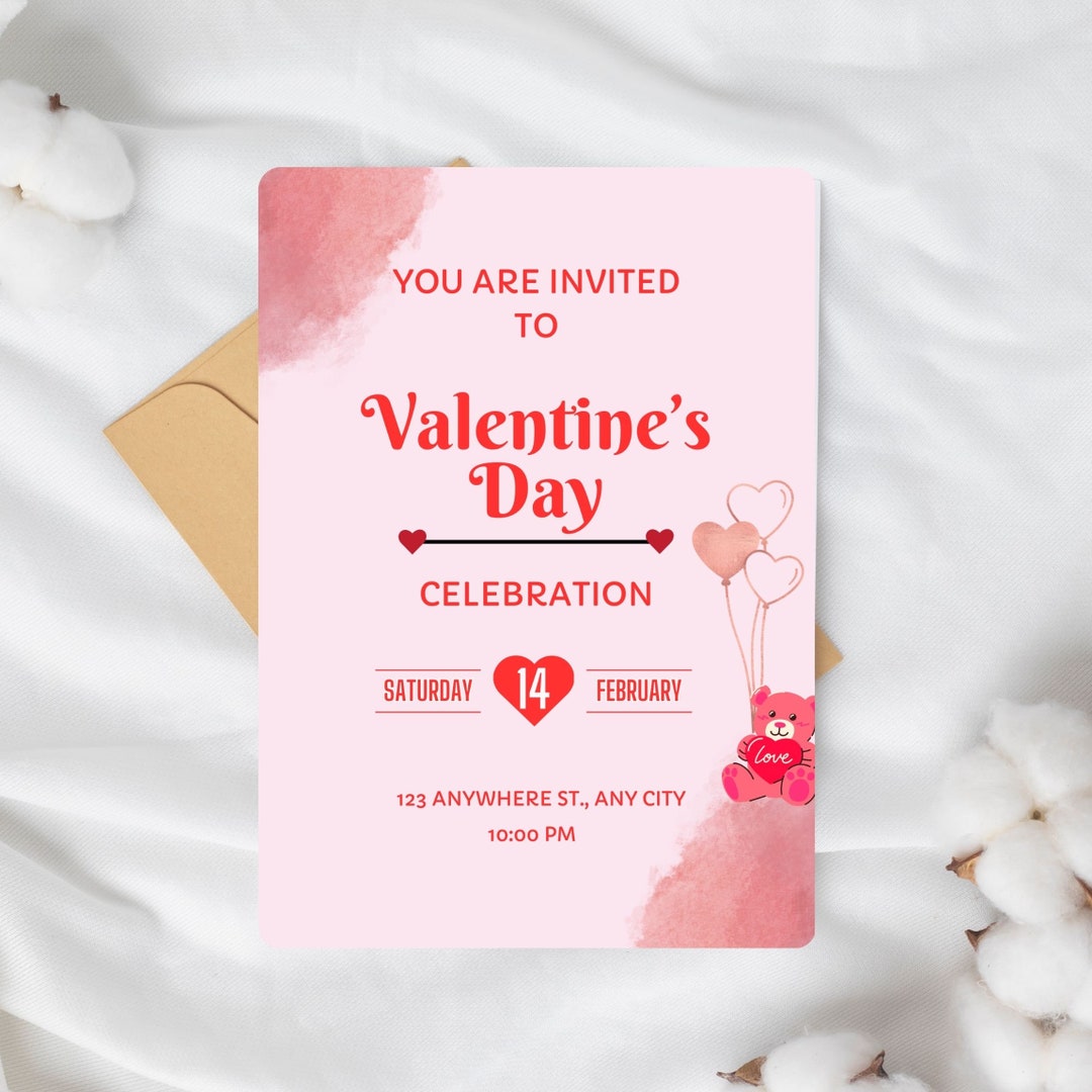 Editable Valentine's Day Party Invitation, Celebrate Love Customizable ...