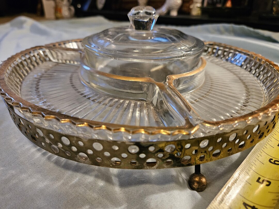 Vintage Glass Serving Set 6 Piece - Etsy