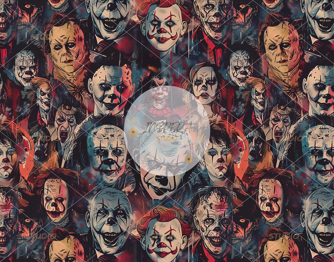 Horror Movie Horror Character With Flower Halloween Digital Seamless ...