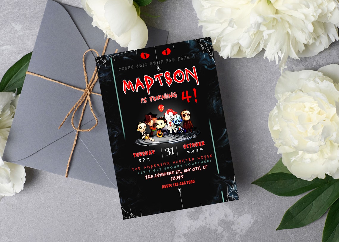 Horror Killer Birthday Party Invitation, Horror Party Invite, Editable ...