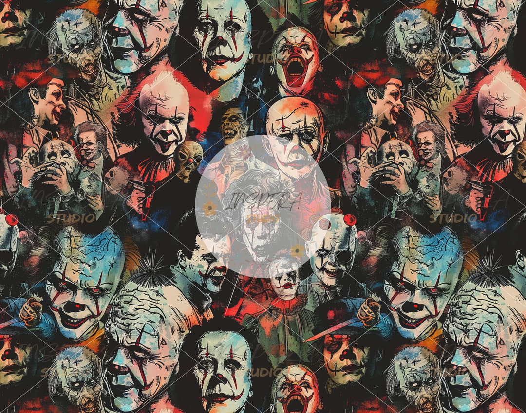 Horror Movie Horror Character With Flower Halloween Digital Seamless ...