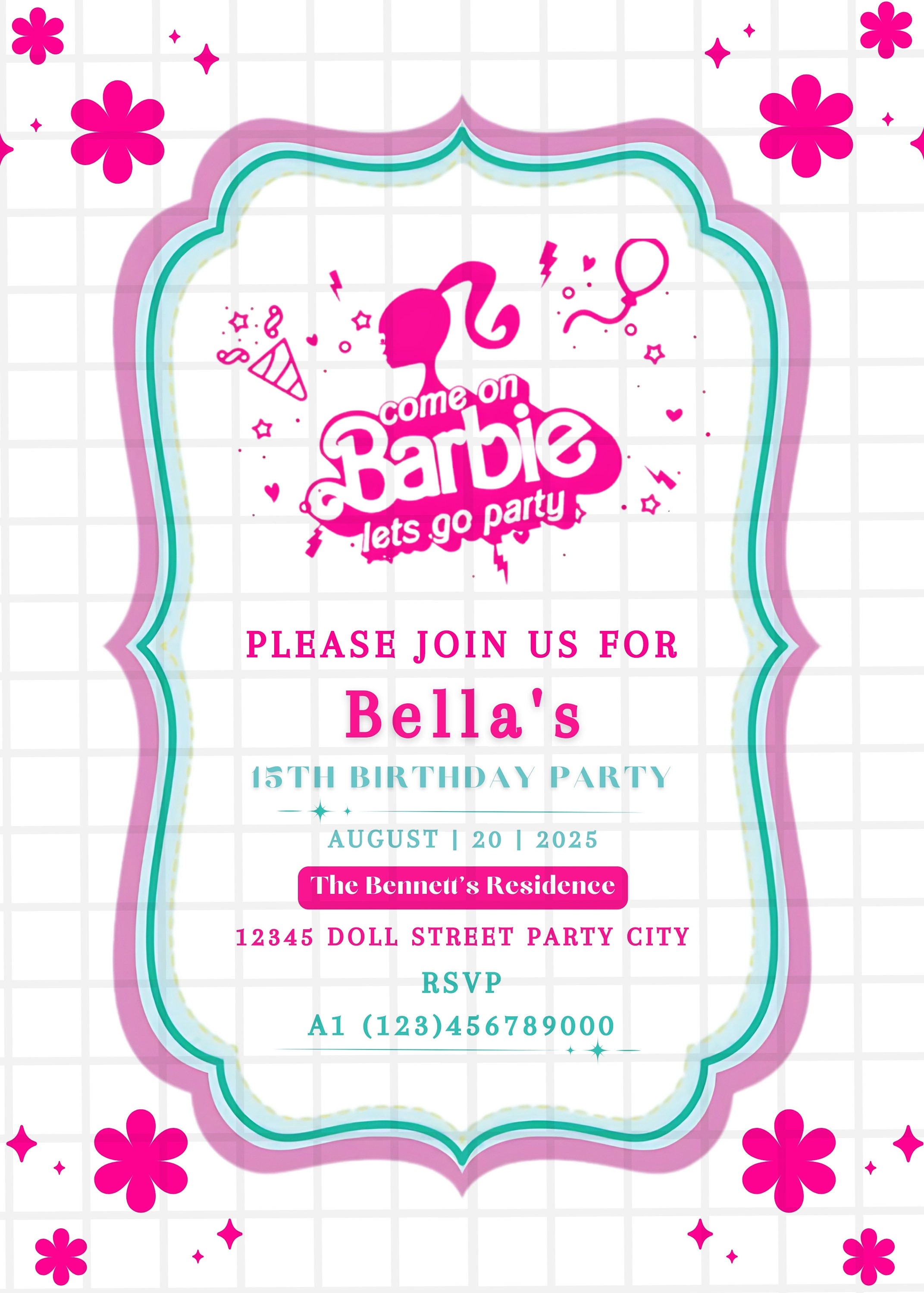 Come on Girl Pink Princess Birthday Invitation, Download and Printable ...