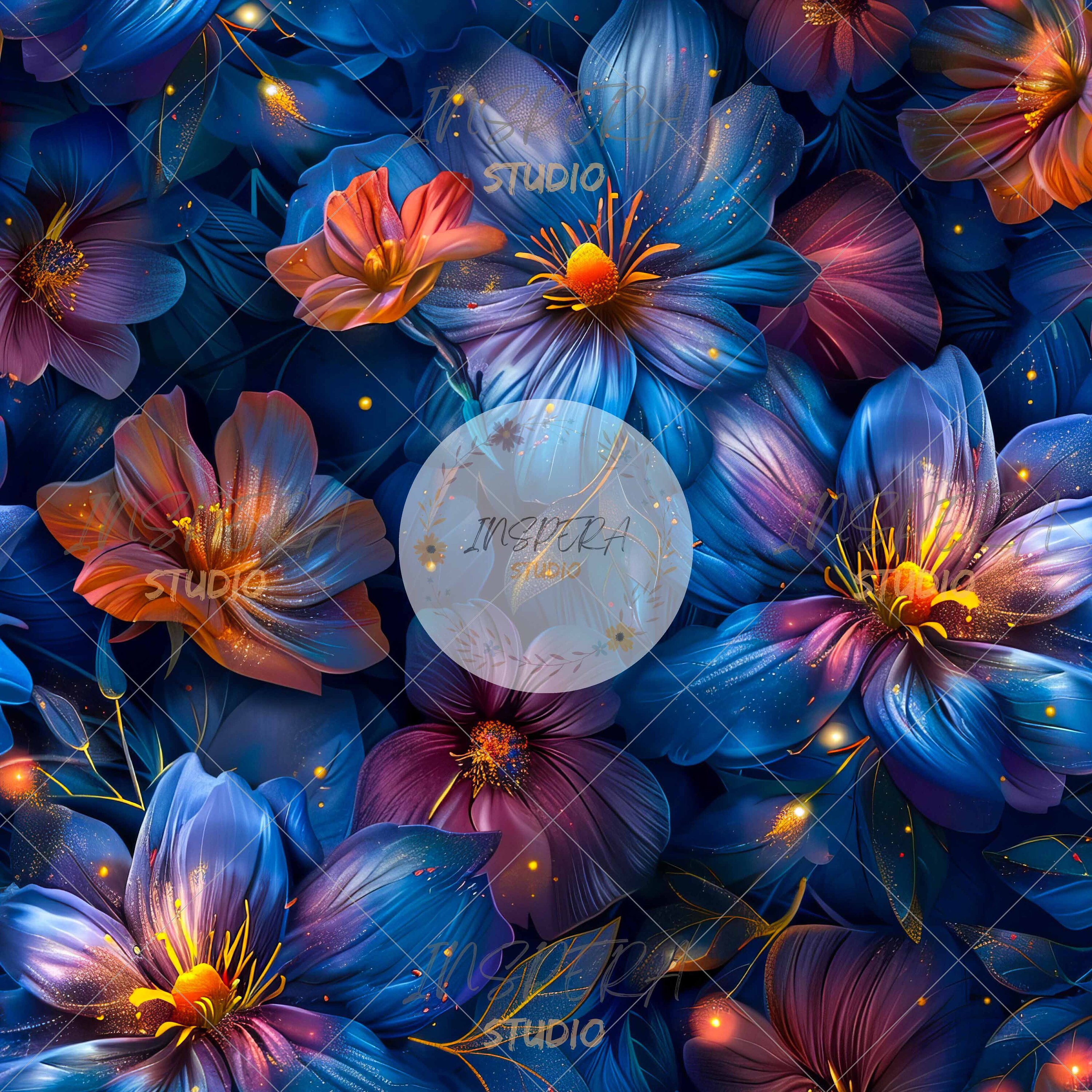 Night Glow Flower Digital Seamless Pattern File, Instant Download. - Etsy