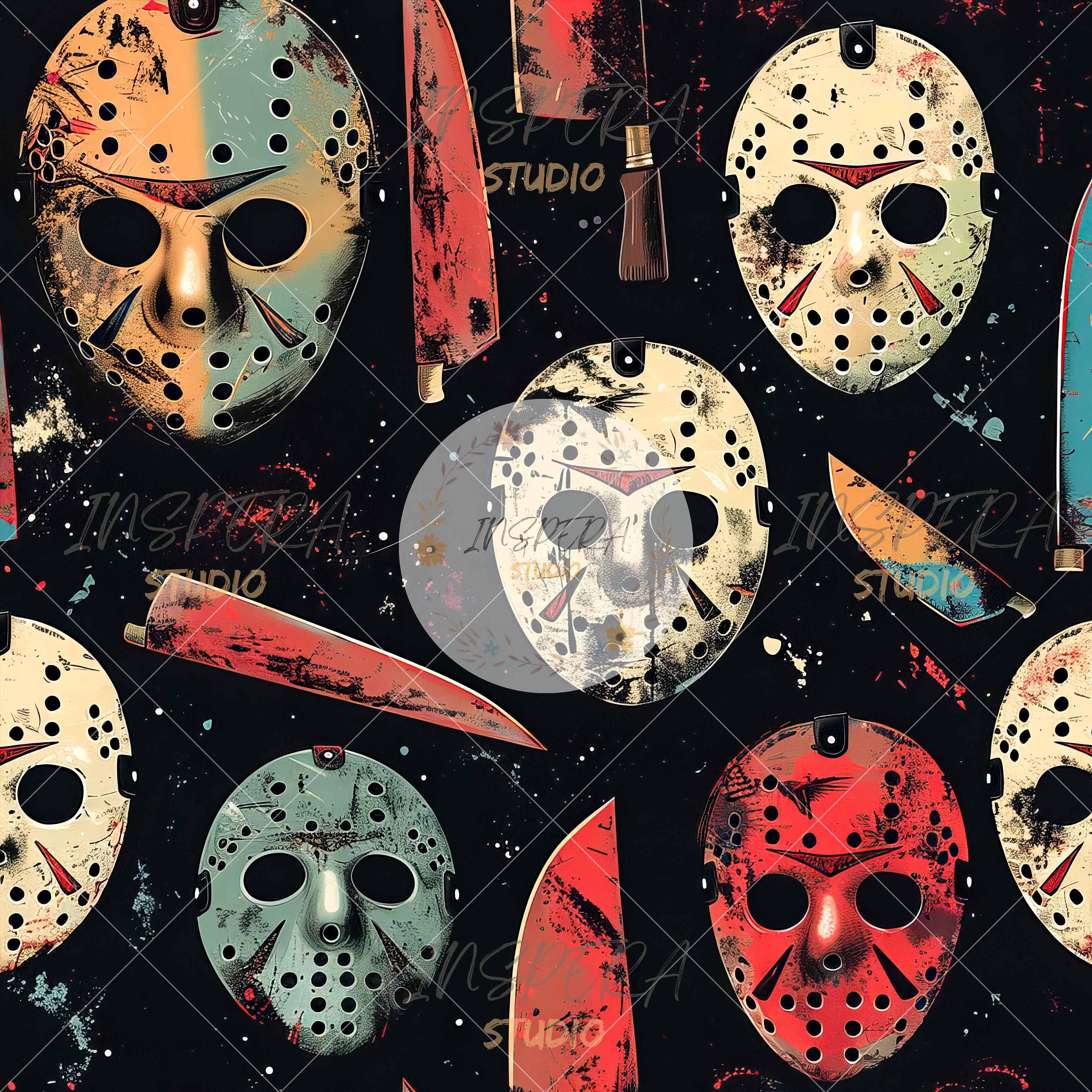 2 Horror Movie Mask Digital Seamless File, Instant Download - Etsy
