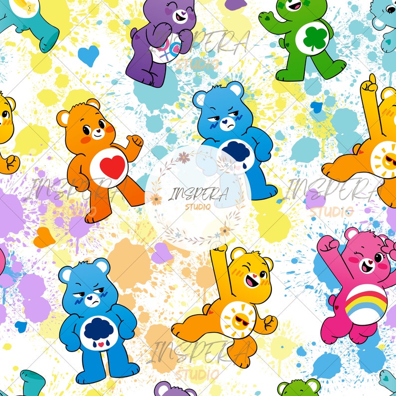 Care Bear Digital Seamless Pattern File, Digital Paper, Instant ...