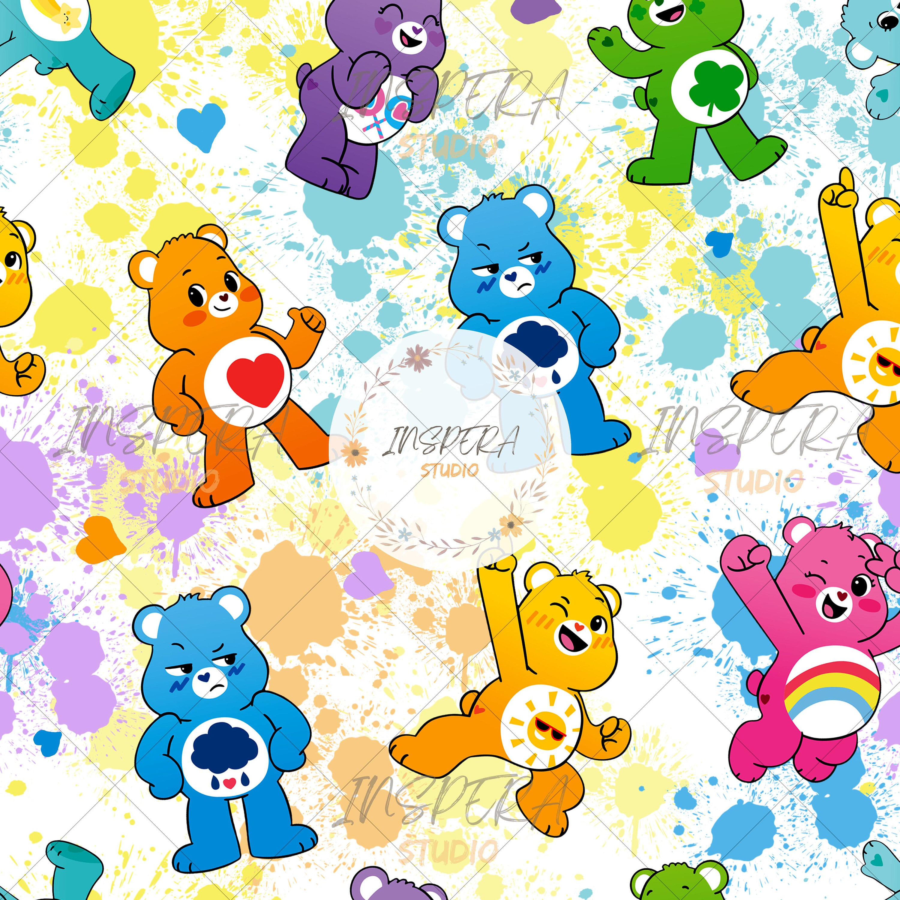 Care Bear Digital Seamless Pattern File, Digital Paper, Instant ...