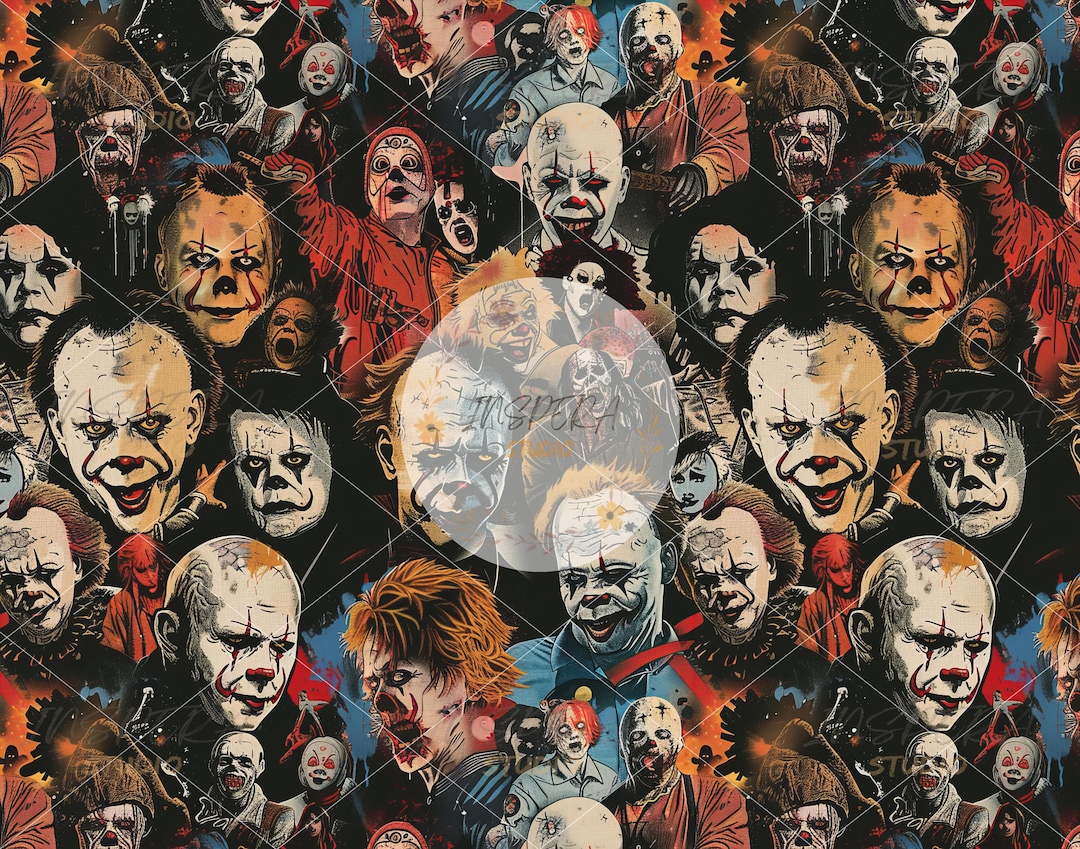 Horror Movie Character With Flower Halloween Digital Seamless File ...
