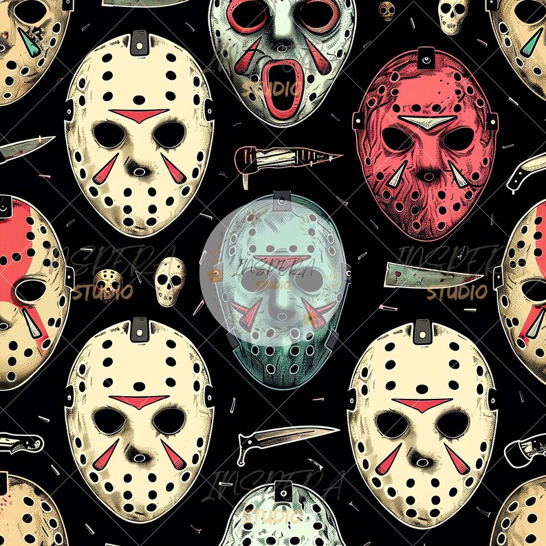 2 Horror Movie Mask Digital Seamless File, Instant Download - Etsy