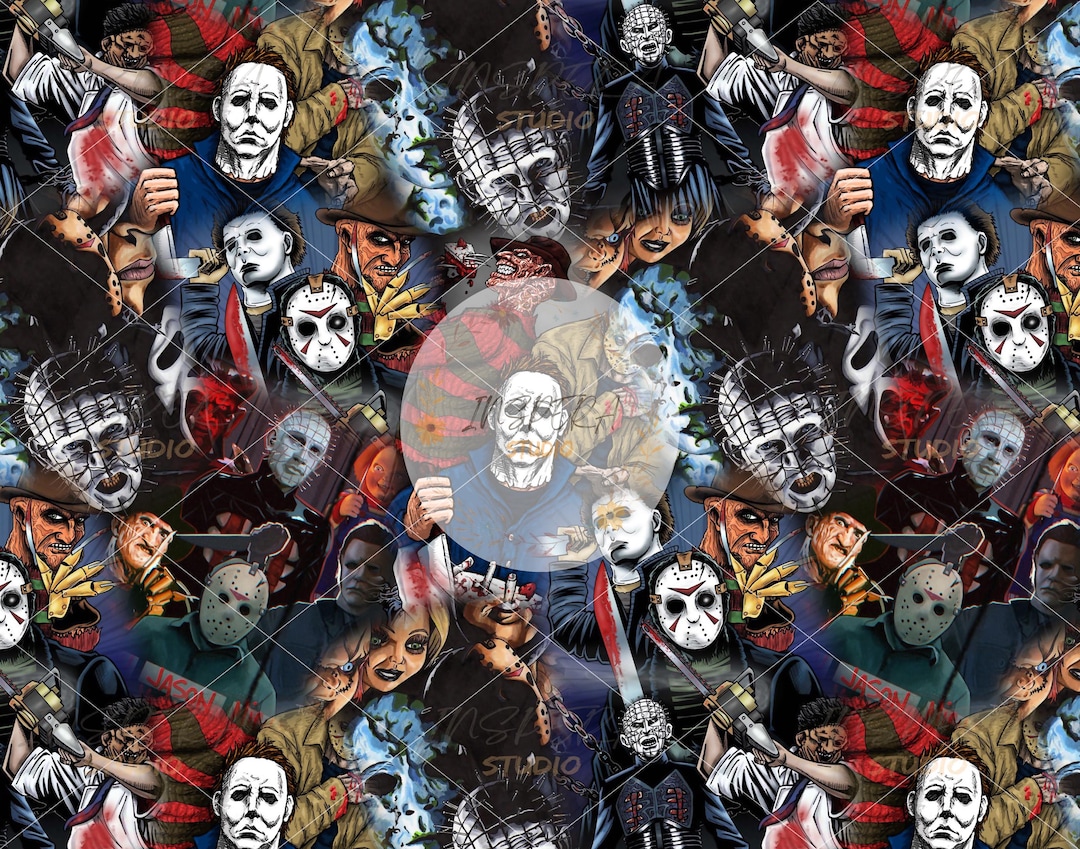 Digital Horror Movie Mashup, Horror Movie Seamless Pattern File ...