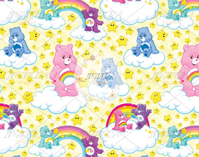 Care Bear Digital Seamless Pattern File, Digital Paper, Instant ...