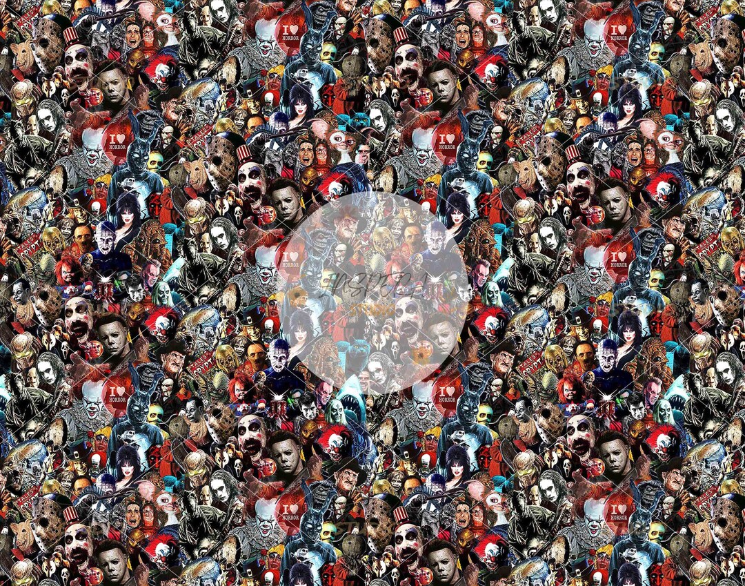 Digital Horror Movie Mashup, Horror Movie Seamless Pattern File ...