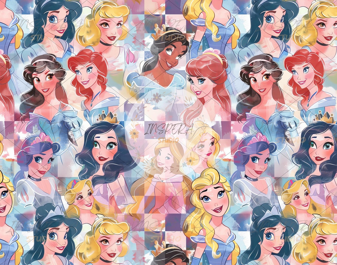 Watercolor Princess Design Seamless Pattern, Princess Digital Seamless ...