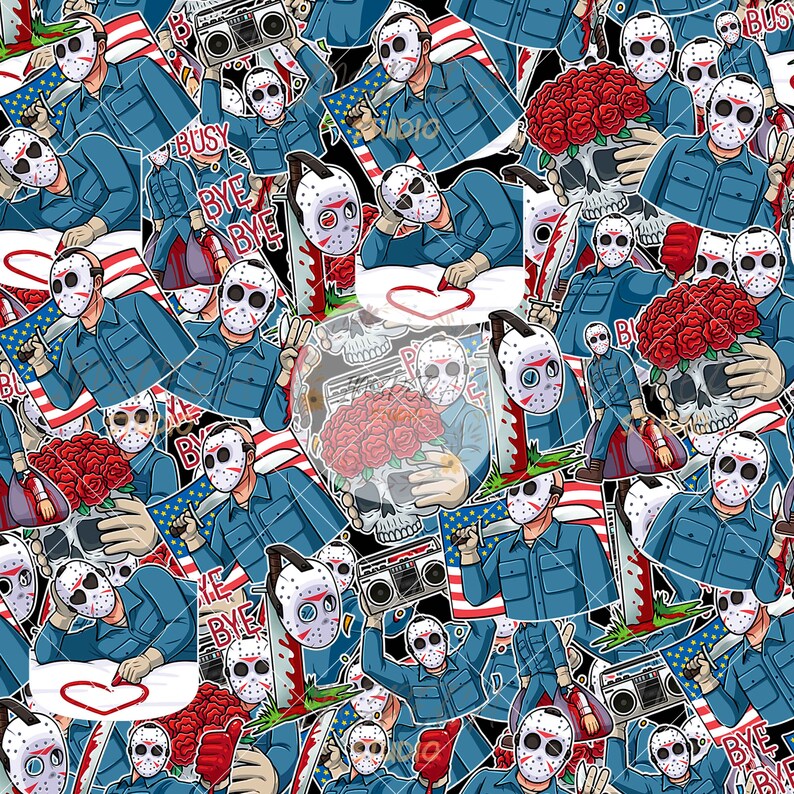 Horror Scream Cartoon Digital Seamless Pattern File, Horror Digital ...