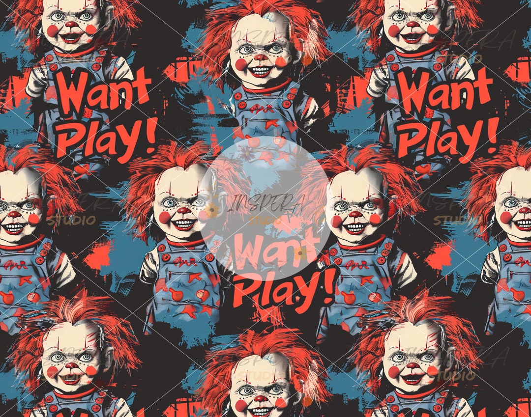 Horror Chucky Movie Seamless Pattern, Horror Digital Paper, Fabric File ...