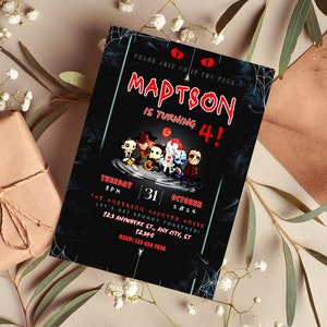 Horror Killer Birthday Party Invitation, Horror Party Invite, Editable ...