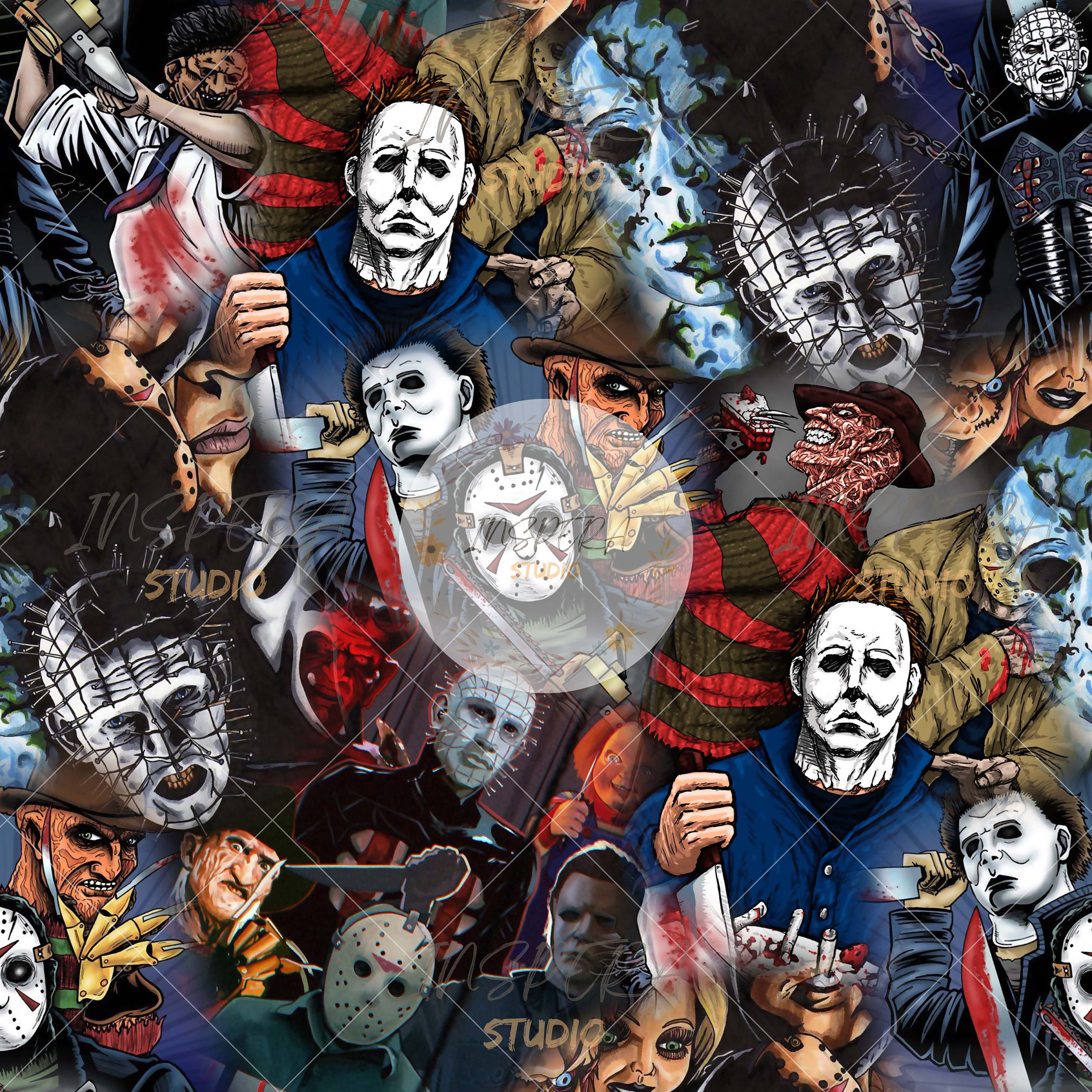 Digital Horror Movie Mashup, Horror Movie Seamless Pattern File ...