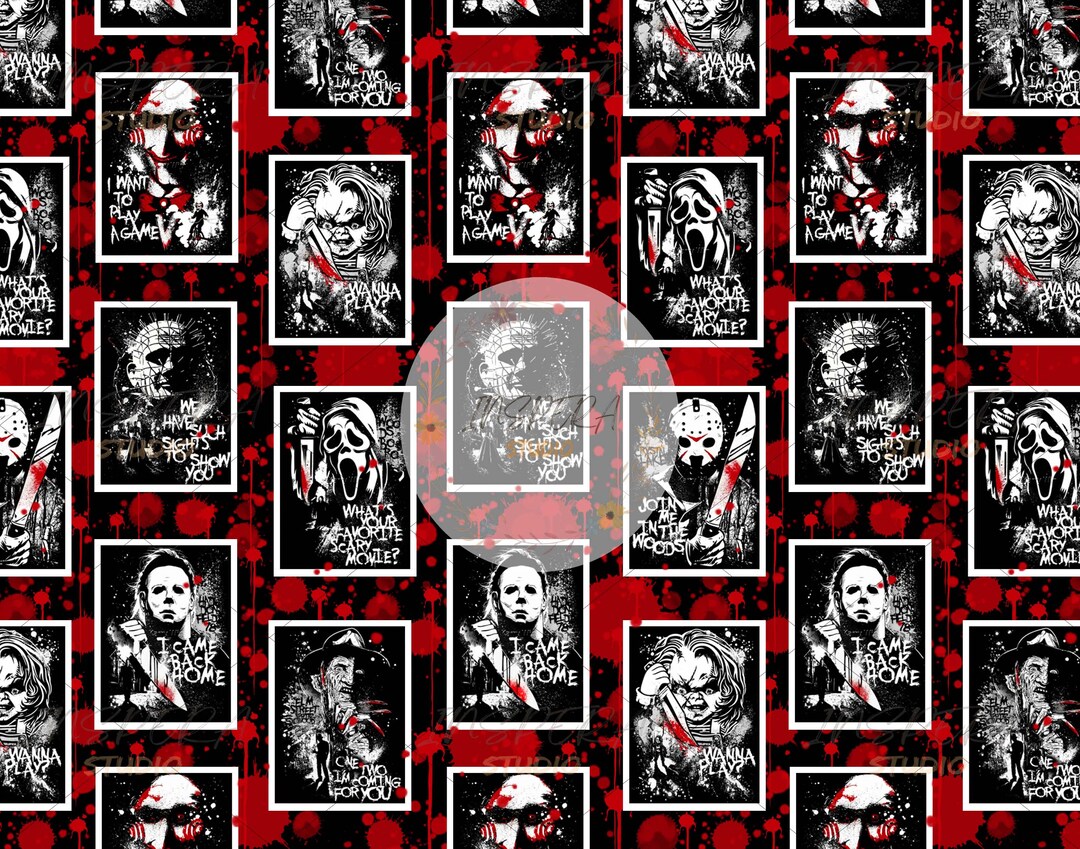Digital Horror Movie Mashup, Horror Movie Seamless Pattern File ...