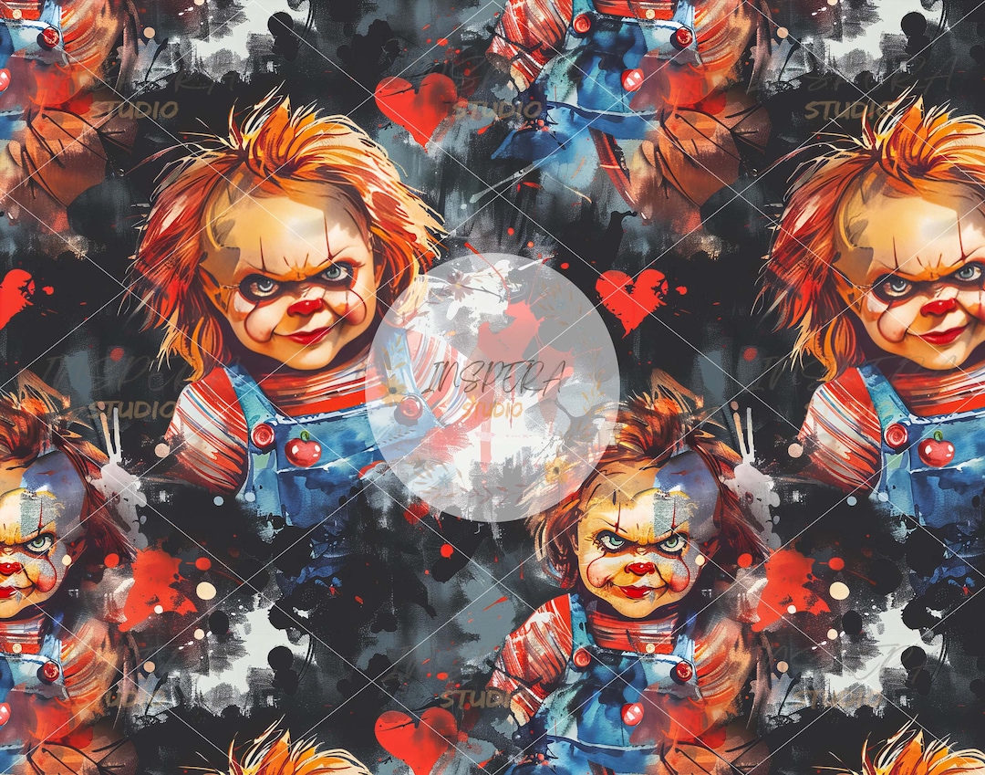 Horror Chucky Movie Seamless Pattern, Horror Halloween Pattern, Fabric File, Instant Download ...